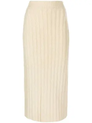 JIL SANDER Ribbed-knit Wool Midi Skirt