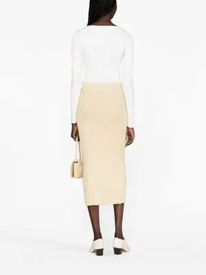 JIL SANDER Ribbed-knit Wool Midi Skirt