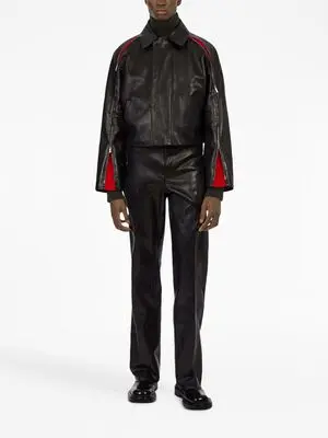 FERRAGAMO Contrasting-panels Zip-up Leather Jacket