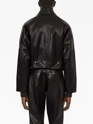FERRAGAMO Contrasting-panels Zip-up Leather Jacket