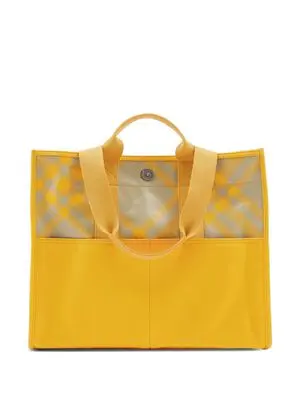 Burberry Plaid-check Cotton Tote Bag - Yellow
