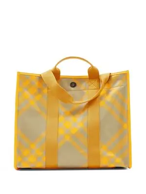 Burberry Plaid-check Cotton Tote Bag