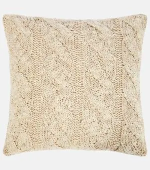 Brunello Cucinelli Cable-knit Linen And Silk Cushion - Beige