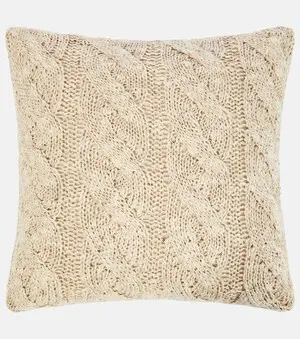 Brunello Cucinelli Cable-knit Linen And Silk Cushion - Beige