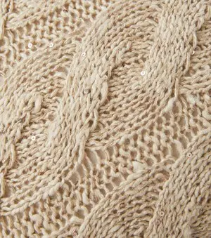 Brunello Cucinelli Cable-knit Linen And Silk Cushion - Beige