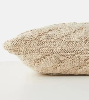 Brunello Cucinelli Cable-knit Linen And Silk Cushion - Beige
