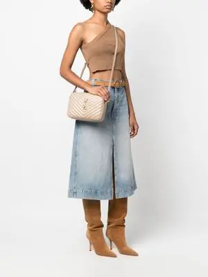 Saint Laurent Lou Quilted Shoulder Bag - Neutrals