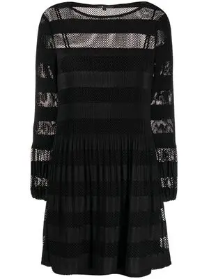 Maje Long-sleeved Open-knit Minidress