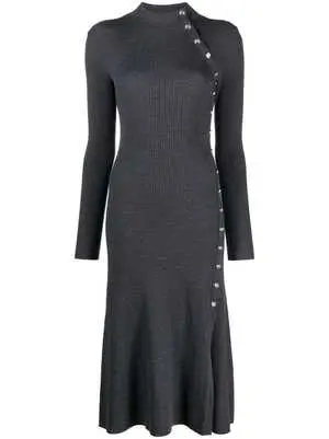 Maje Ribbed-knit Wool-blend Dress - Grey