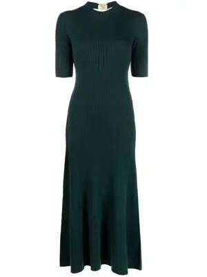 Maje Ribbed-knit Short-sleeve Dress - Green