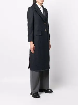 Thom Browne Tweed Single-breasted Coat - Blue