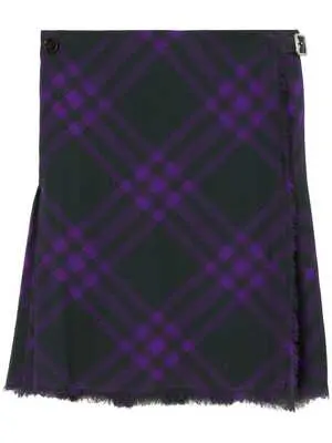 Burberry Check-pattern Kilt - Purple