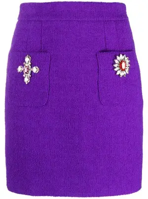 Moschino Brooch-embellished High-waisted Skirt - Purple