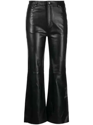 Maje Mid-rise Leather Flared Trousers - Black