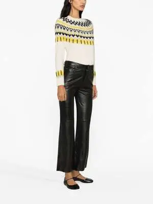 Maje Mid-rise Leather Flared Trousers