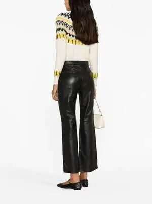 Maje Mid-rise Leather Flared Trousers