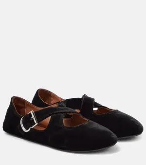 Alaïa Criss Cross Velvet Ballet Flat