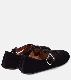 Alaïa Criss Cross Velvet Ballet Flat