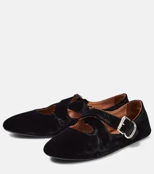 Alaïa Criss Cross Velvet Ballet Flat