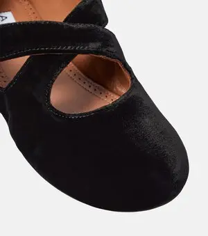 Alaïa Criss Cross Velvet Ballet Flat
