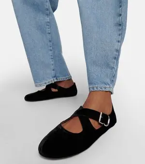 Alaïa Criss Cross Velvet Ballet Flat