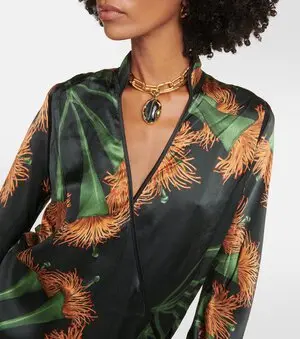 Johanna Ortiz Printed Silk-blend Wrap Dress