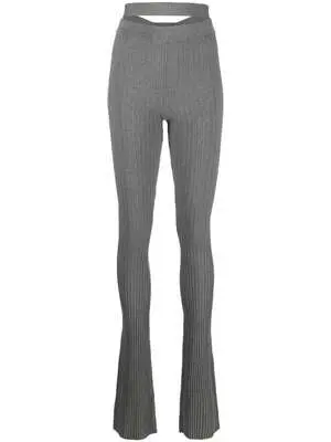 ANDREĀDAMO Ribbed-knit Flared Trousers - Grey