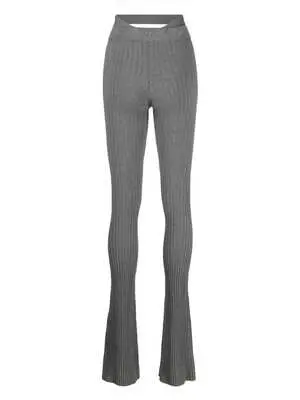 ANDREĀDAMO Ribbed-knit Flared Trousers - Grey