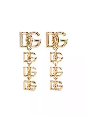 Dolce & Gabbana Logo-lettering Drop Earrings - Gold