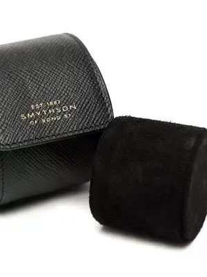 Smythson Panama Leather Single Watch Roll - Black