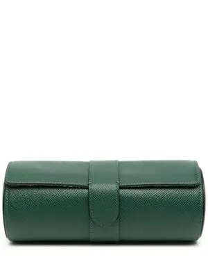 Smythson Panama Leather 3-watch Roll - Green