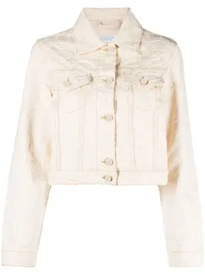 Casablanca Cropped Denim Jacket - Neutrals