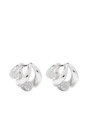TABAYER 18kt White Gold Oera Diamond Hoop Earrings - Silver