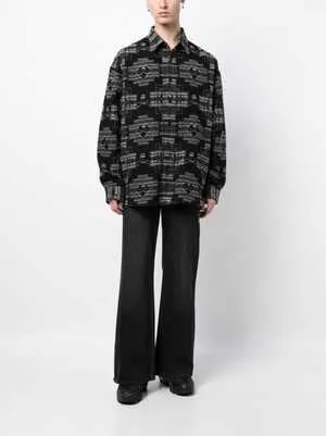 MASTERMIND WORLD Chimayo Jacquard Cotton Shirt - Black