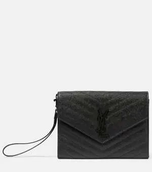 Saint Laurent Cassandre Matelassé Leather Clutch - Black