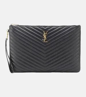 Saint Laurent Cassandre Matelassé Leather Clutch - Black