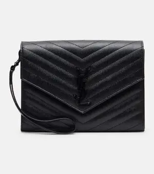 Saint Laurent Cassandre Matelassé Leather Clutch - Black