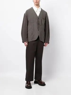 ZIGGY CHEN Patchwork-design V-neck Jacket