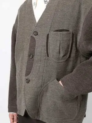 ZIGGY CHEN Patchwork-design V-neck Jacket