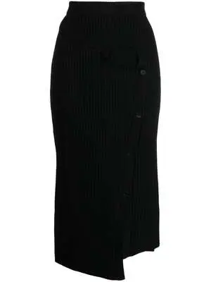 FENG CHEN WANG Ribbed-knit Wool Midi Skirt