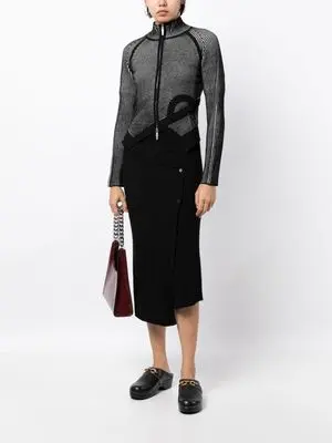 FENG CHEN WANG Ribbed-knit Wool Midi Skirt