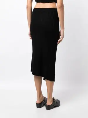 FENG CHEN WANG Ribbed-knit Wool Midi Skirt