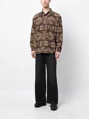 MASTERMIND WORLD Chimayo Jacquard Cotton Shirt - Brown