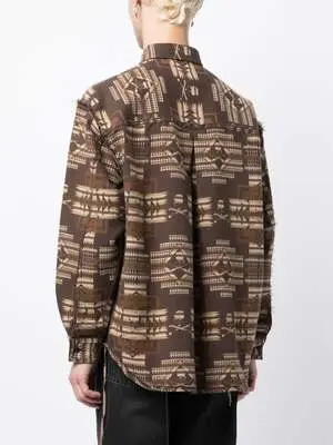 MASTERMIND WORLD Chimayo Jacquard Cotton Shirt - Brown