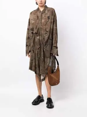 ZIGGY CHEN Irratic Fold Collage Shirtdress