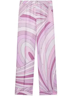 Emilio Pucci Abstract-print Silk Trousers - Purple