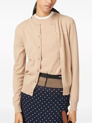 Miu Miu Logo-intarsia Cashmere Top - Neutrals