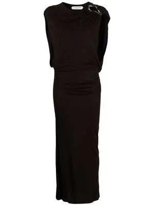 LANVIN Brooch-detail Maxi Dress