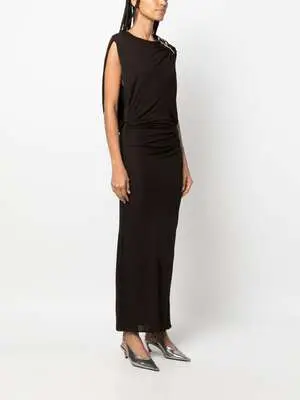 LANVIN Brooch-detail Maxi Dress