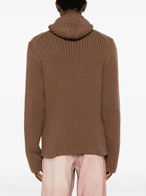 LANVIN Ribbed-knit Hooded Jumper
